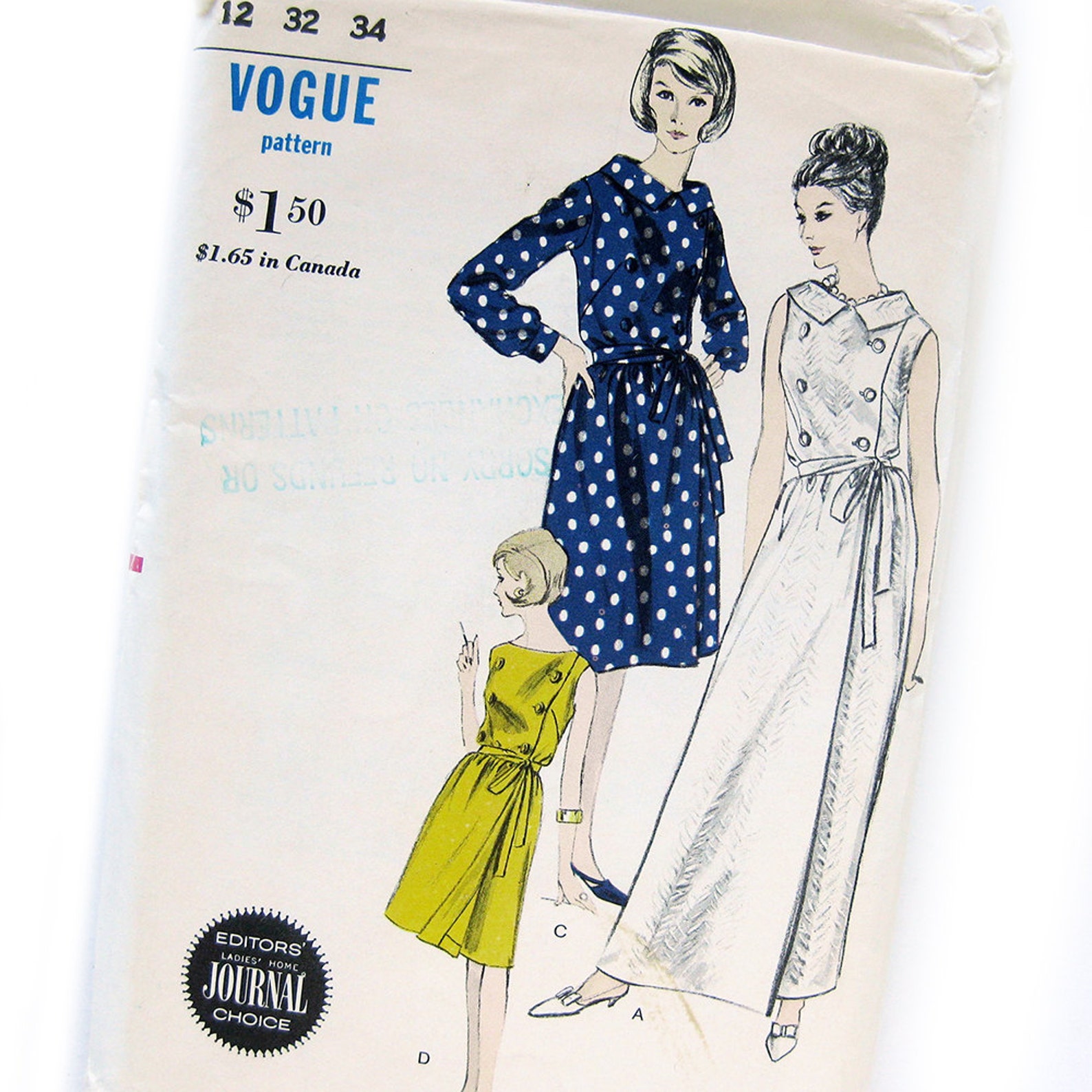 1960s Vintage Sewing Pattern / Wrap Dress With Double Breasted - Etsy