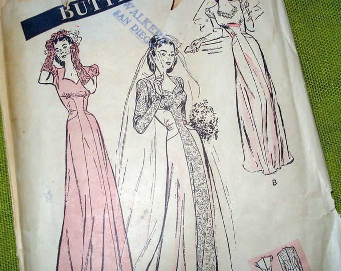 1940s Vintage Wedding Dress Pattern Sweetheart Neckline Etsy