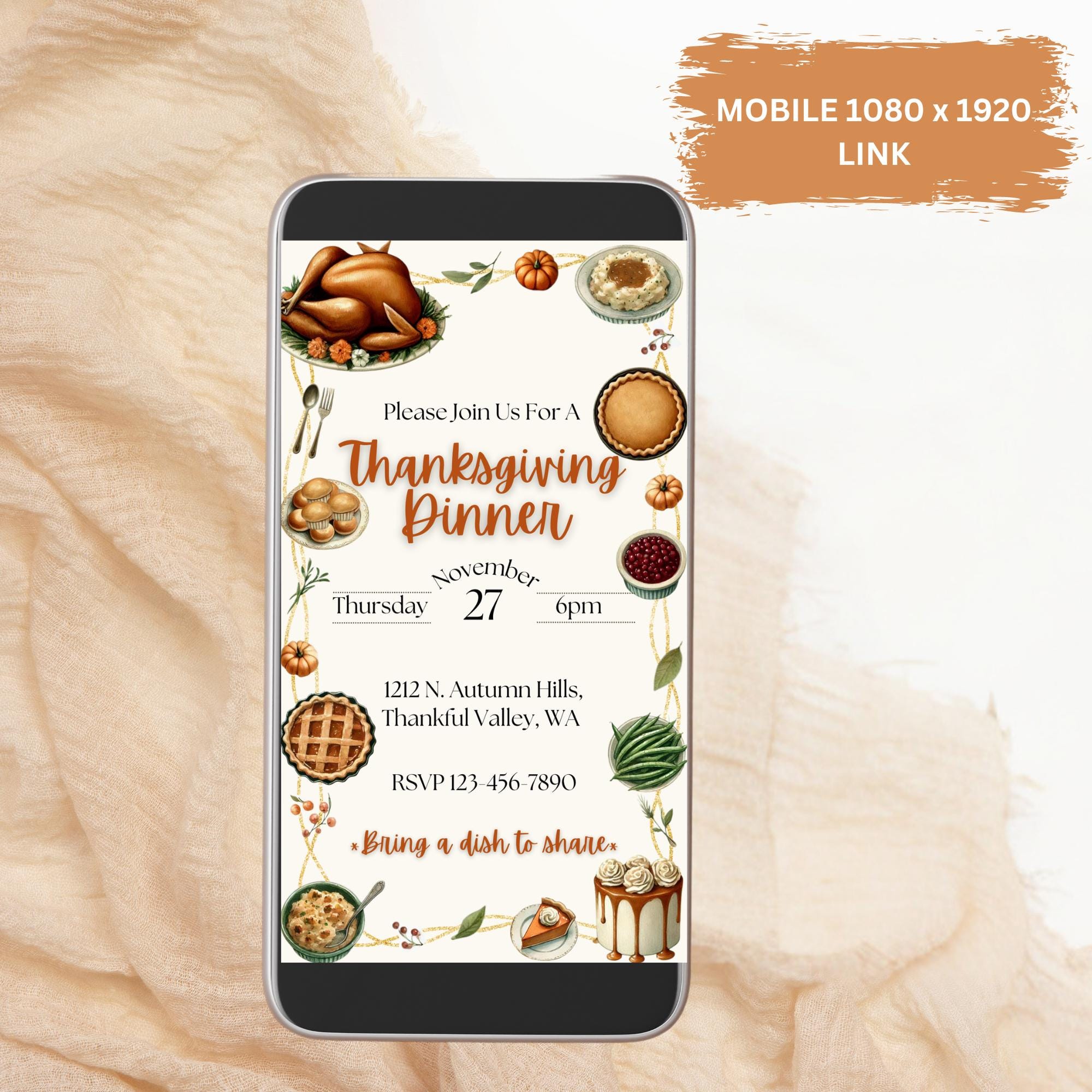 EDITABLE Thanksgiving Dinner Bundle, Thanksgiving Party Invite ...