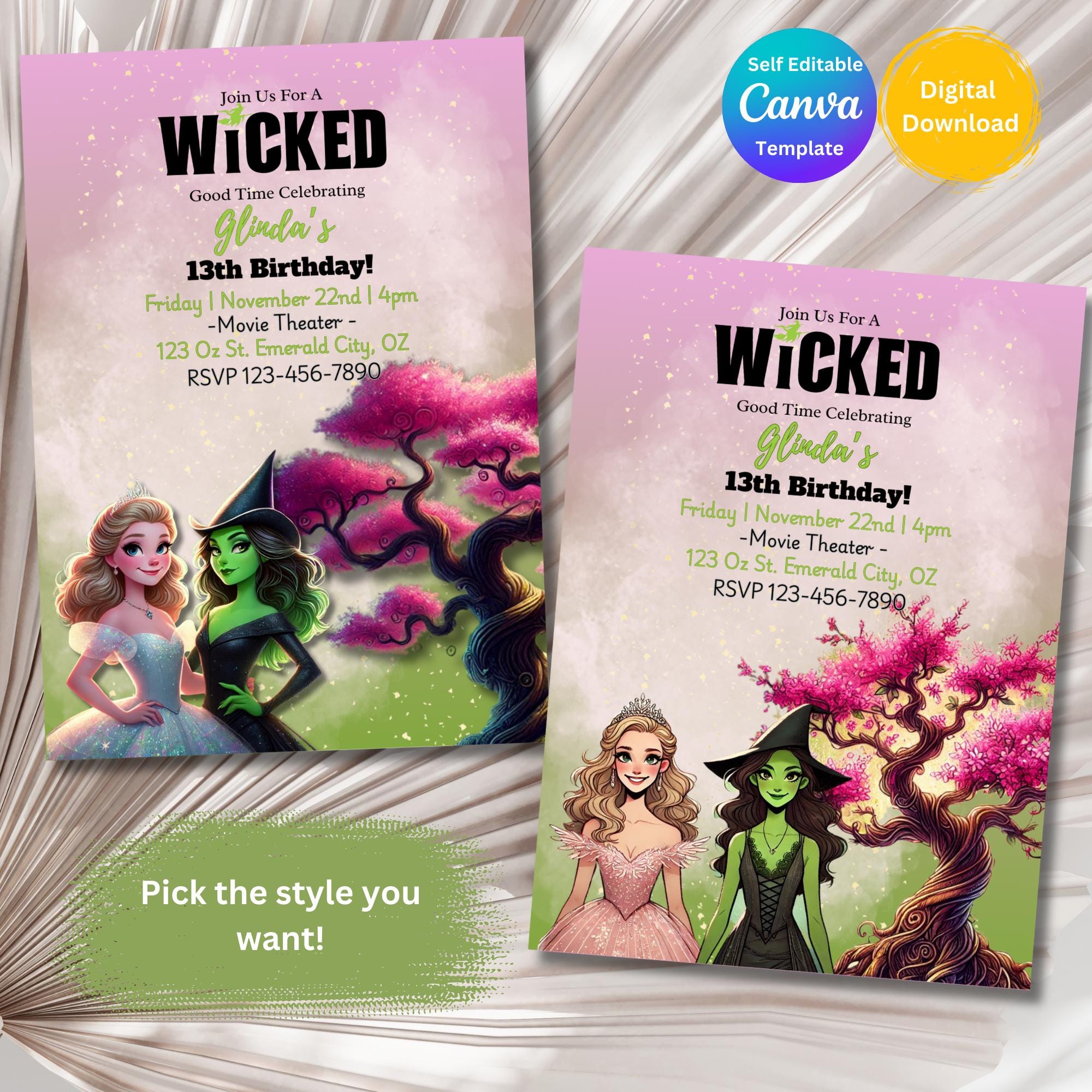 EDITABLE, Wicked Inspired Birthday Invitation, Movie Premiere ...