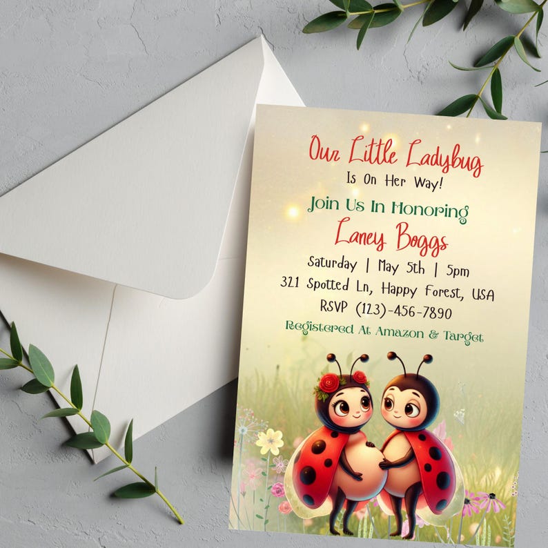 EDITABLE, Ladybug Baby Shower Invitation, Ladybug Invitation Bundle ...