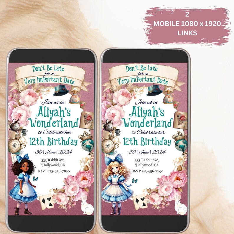 EDITABLE Alice in Wonderland Invitation, Wonderland Birthday Invitation ...