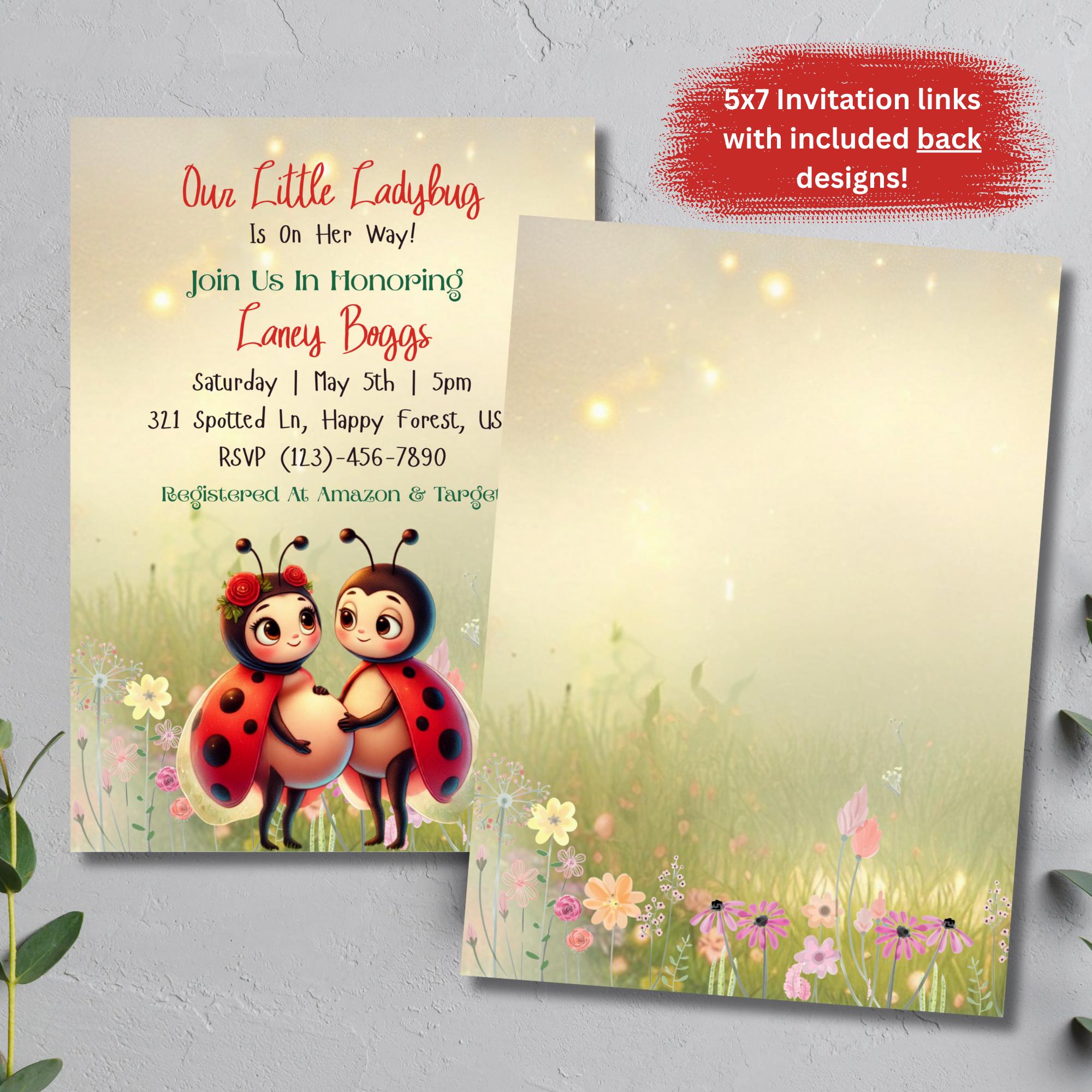 EDITABLE, Ladybug Baby Shower Invitation, Ladybug Invitation Bundle ...
