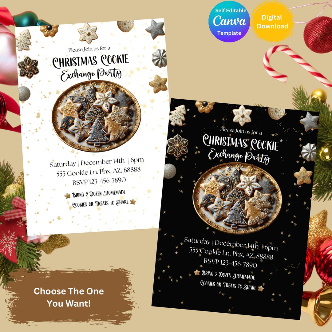 EDITABLE, Cookie Exchange Invitation, Christmas Cookie Exchange Party ...
