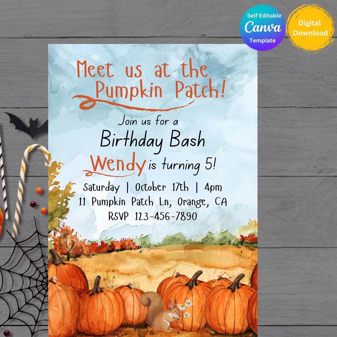 EDITABLE Meet Us at the Pumpkin Patch Invitation, Pumpkin Patch Event ...
