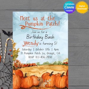 EDITABLE Meet Us at the Pumpkin Patch Invitation, Pumpkin Patch Event ...