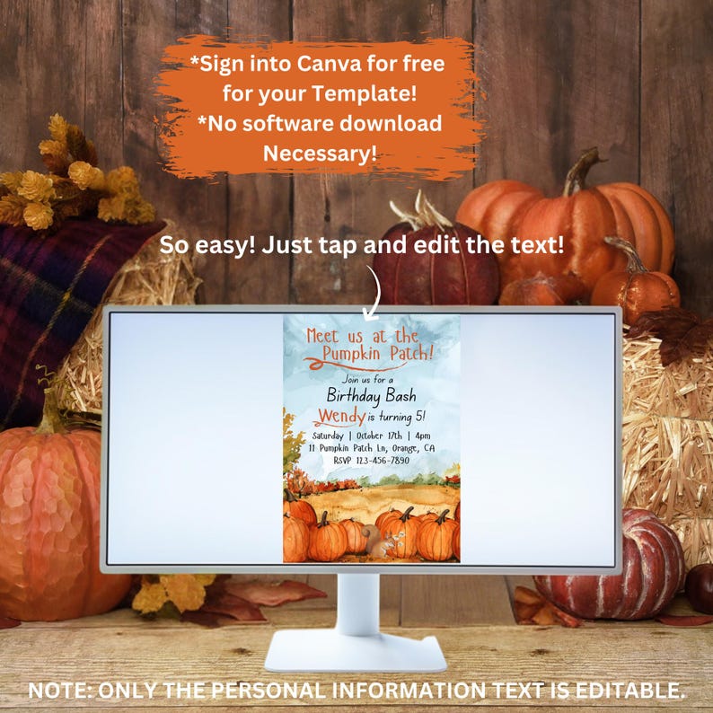 EDITABLE Meet Us at the Pumpkin Patch Invitation, Pumpkin Patch Event ...