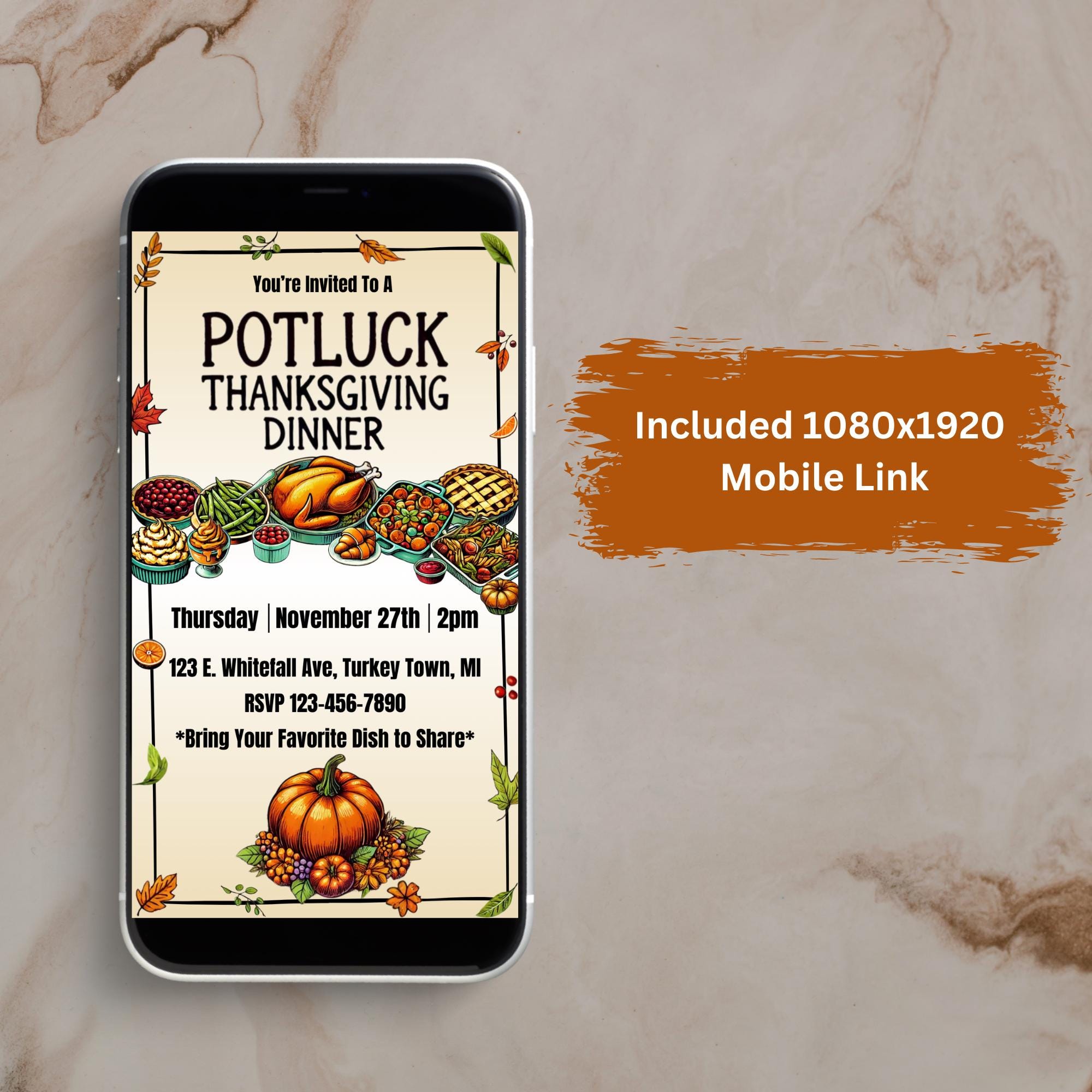 EDITABLE, Potluck Thanksgiving Dinner Invitation, Thanksgiving Dinner ...