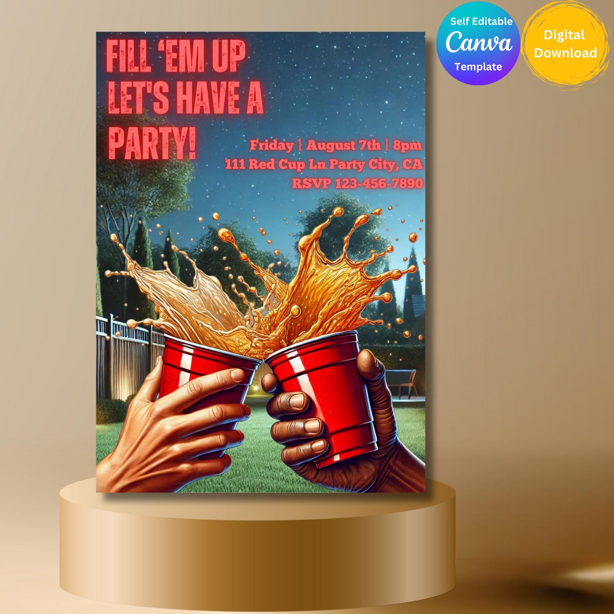 EDITABLE, Red Cup Party Invitation, Party Invitation, Backyard Party ...