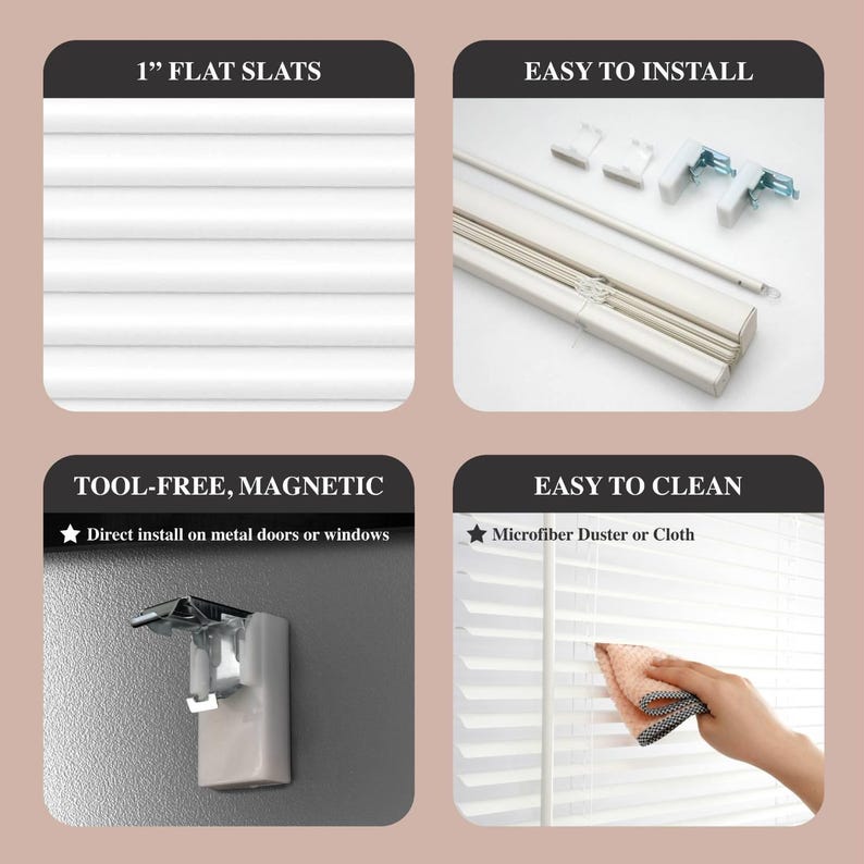 REGAL ESTATE, 1 Magnetic Mini Blinds for Metal Steel Doors, White ...