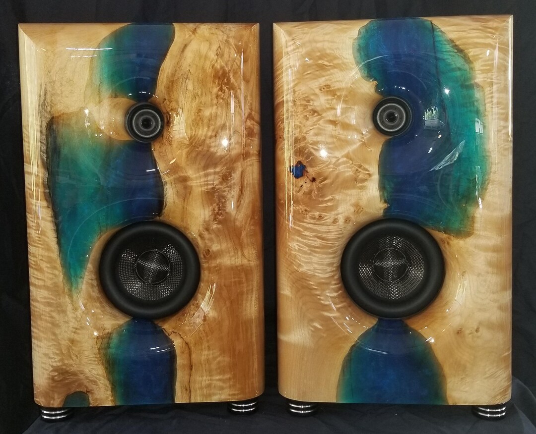 Open-baffle Bookshelf Speakers in Epoxy-river Live-edge Quilted ...