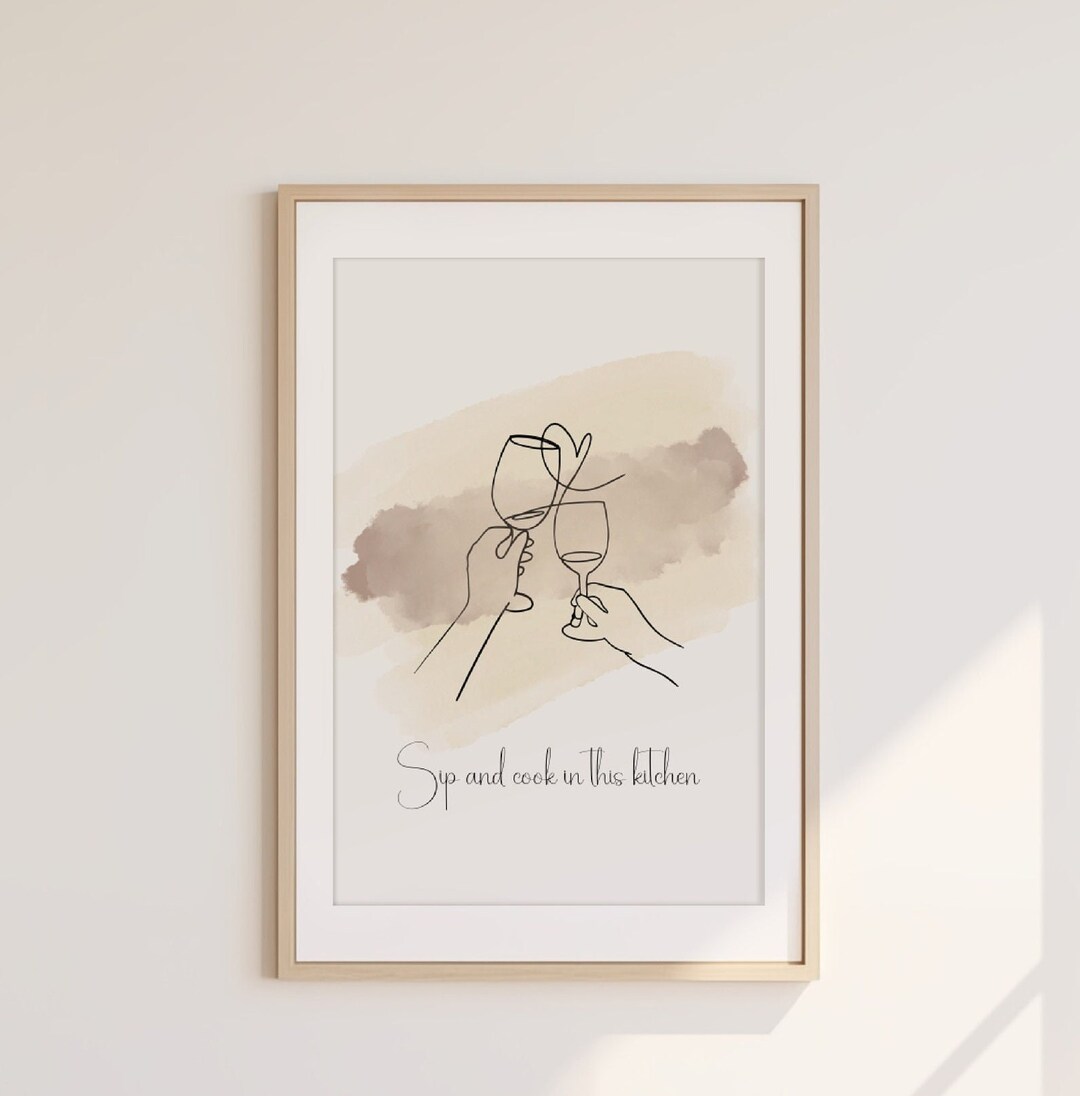 Modern Wall Art | Sip & Cook | Digital Download Minimalist Poster ...