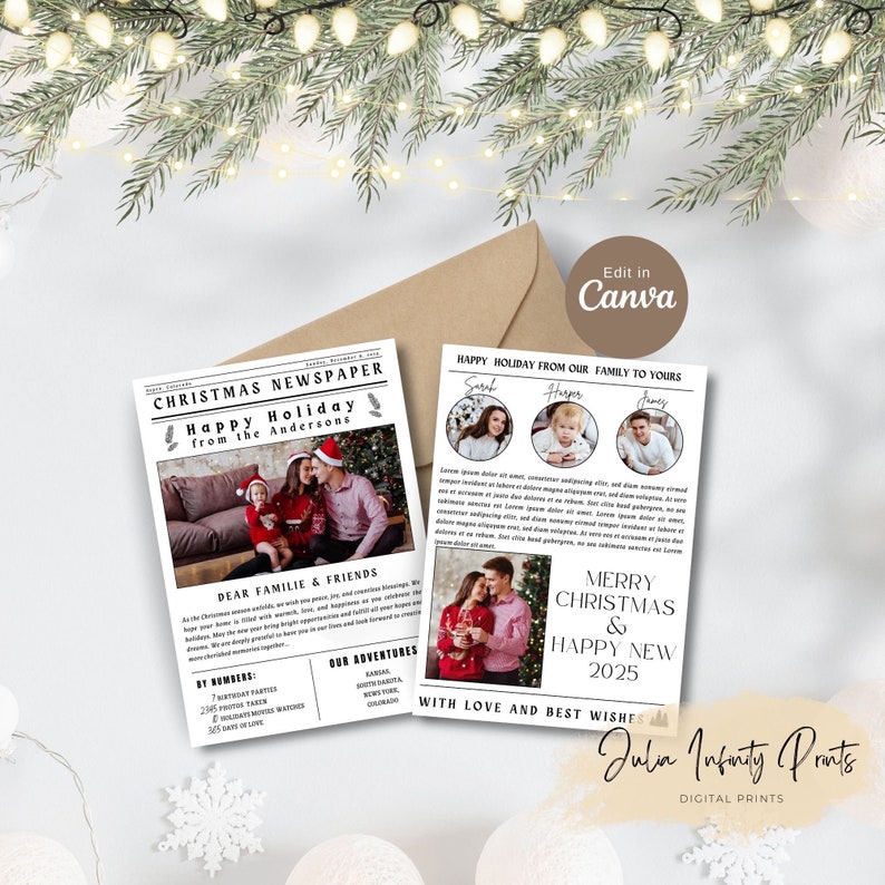 Christmas Newspaper Canva Template Editable, Year in Review Christmas ...