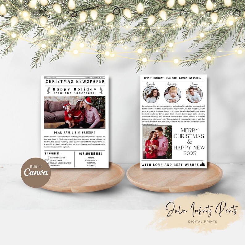 Christmas Newspaper Canva Template Editable, Year in Review Christmas ...