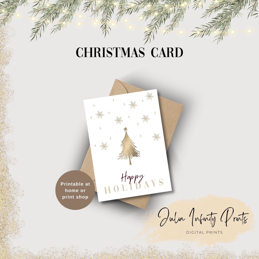 Printable Christmas Card, Christmas Tree Card, Minimalist Christmas ...