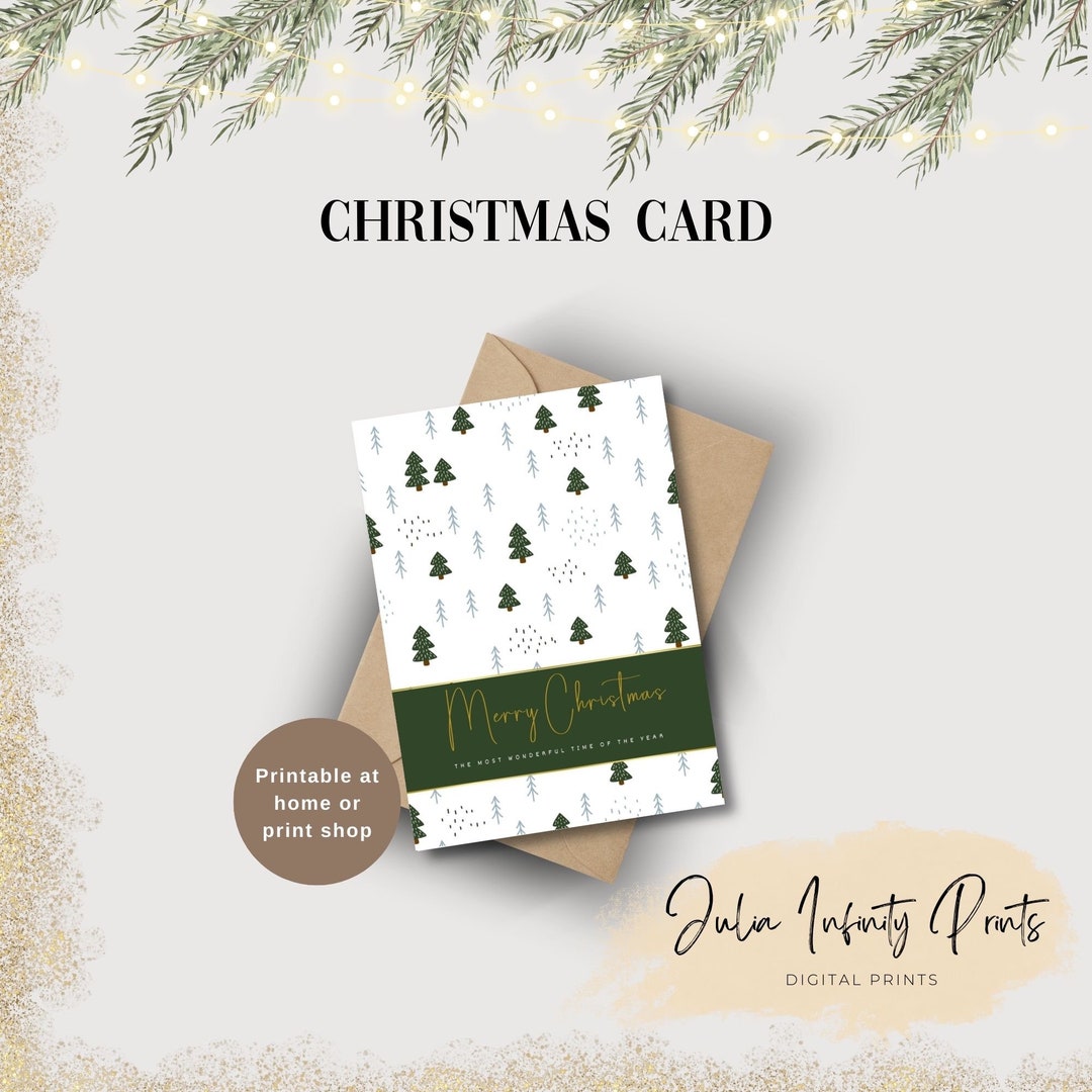 Printable Christmas Card, Christmas Tree Card, Minimalist Christmas ...