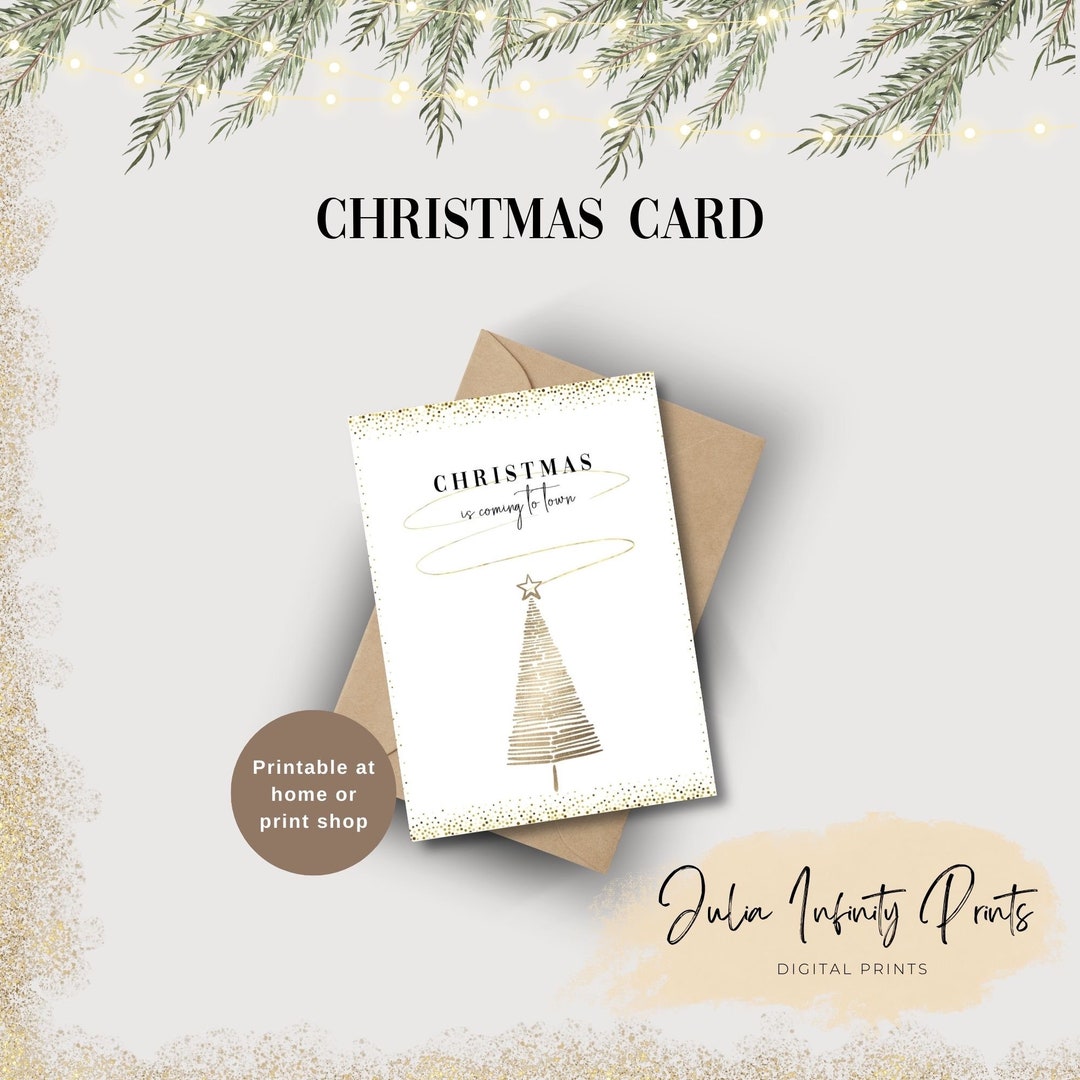 Printable Christmas Card, Christmas Tree Card, Minimalist Christmas ...