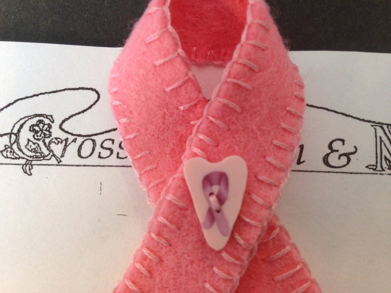 Breast cancer Pink Ribbon pin...wool felt pin...hand-made | Etsy
