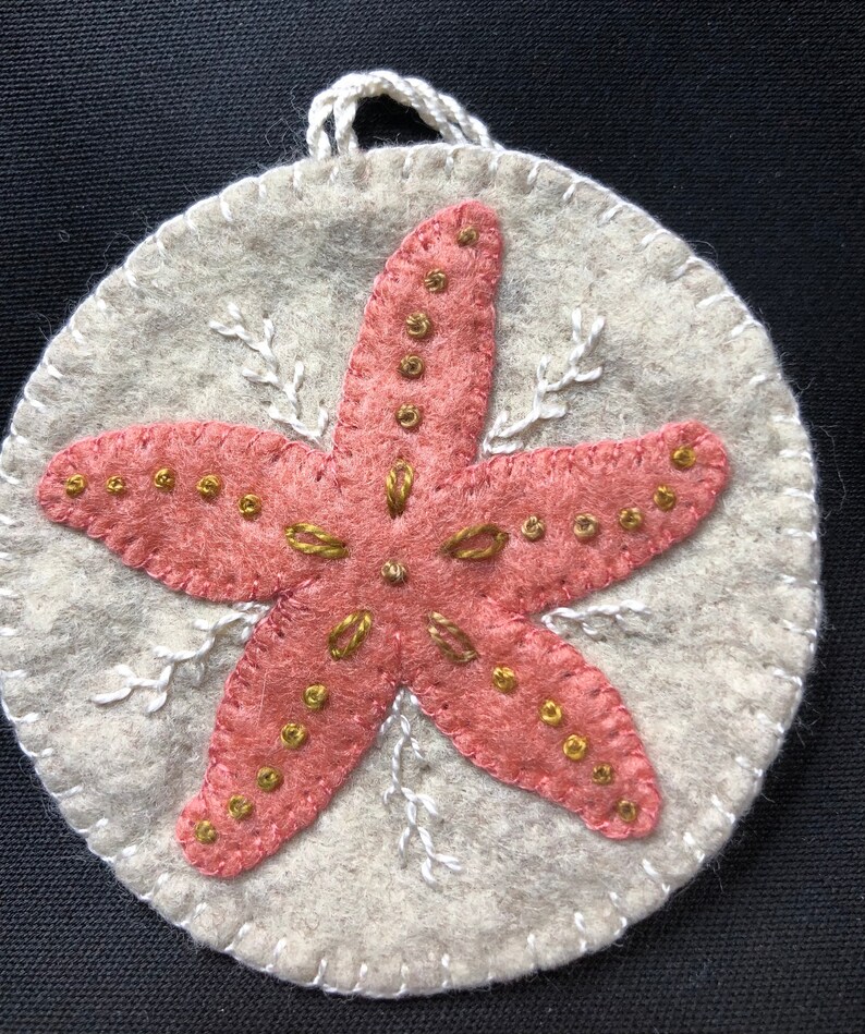 Wool Felt Starfish Hand Embroidered ,..glass Lampwork Fish Bead - Etsy