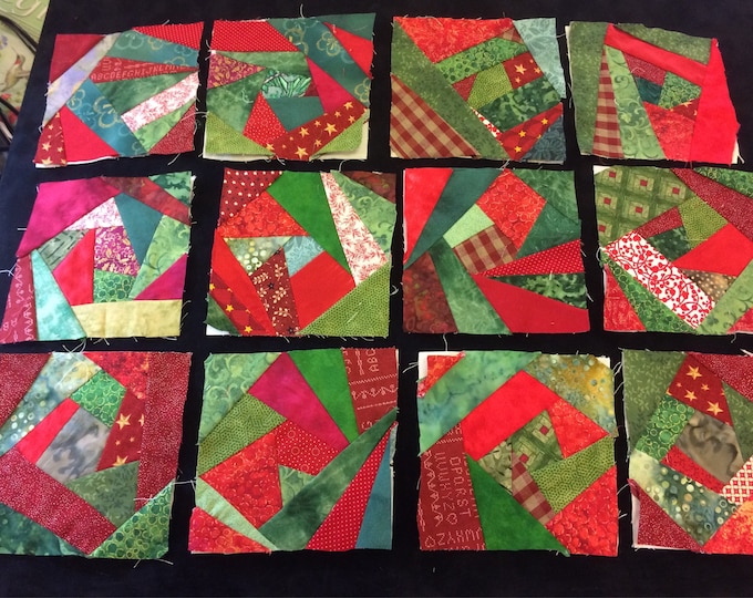 Crazy Quilt Quilted Squares...string Quilted Squares...various Fabrics ...