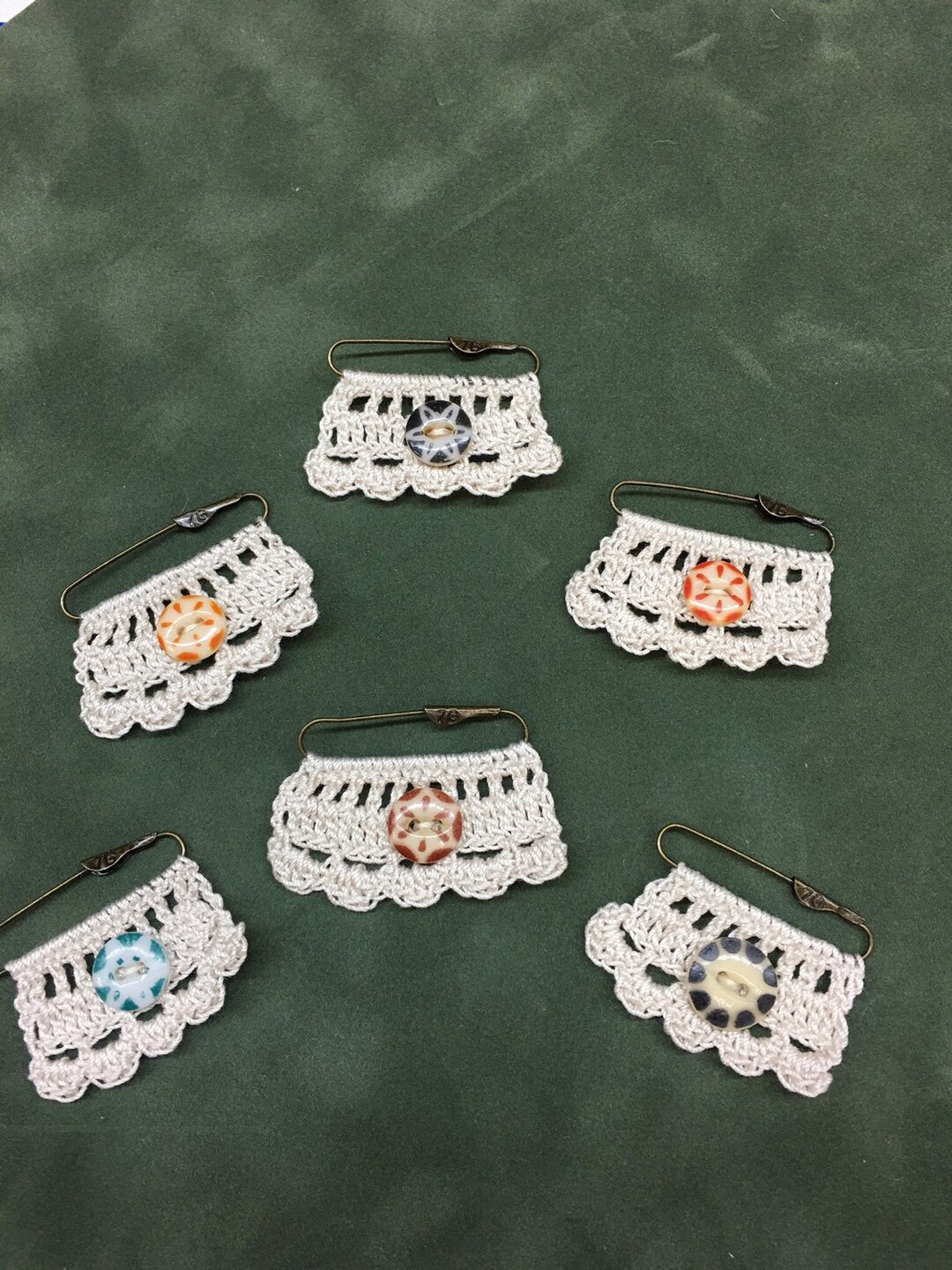Hand Crochet Button Pin, Crochet Pin, Button Collector Pin...vintage ...