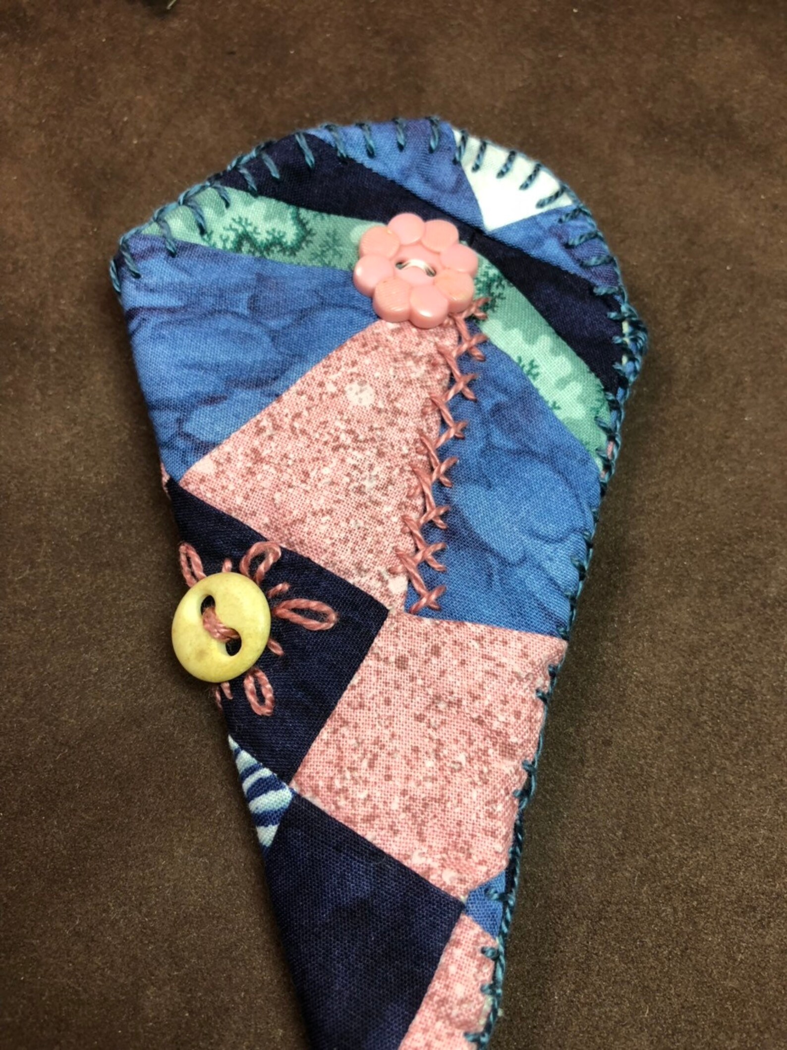 Quilted Scissor Case ...vintage Buttons... Crazy Quilted Scissor Case ...