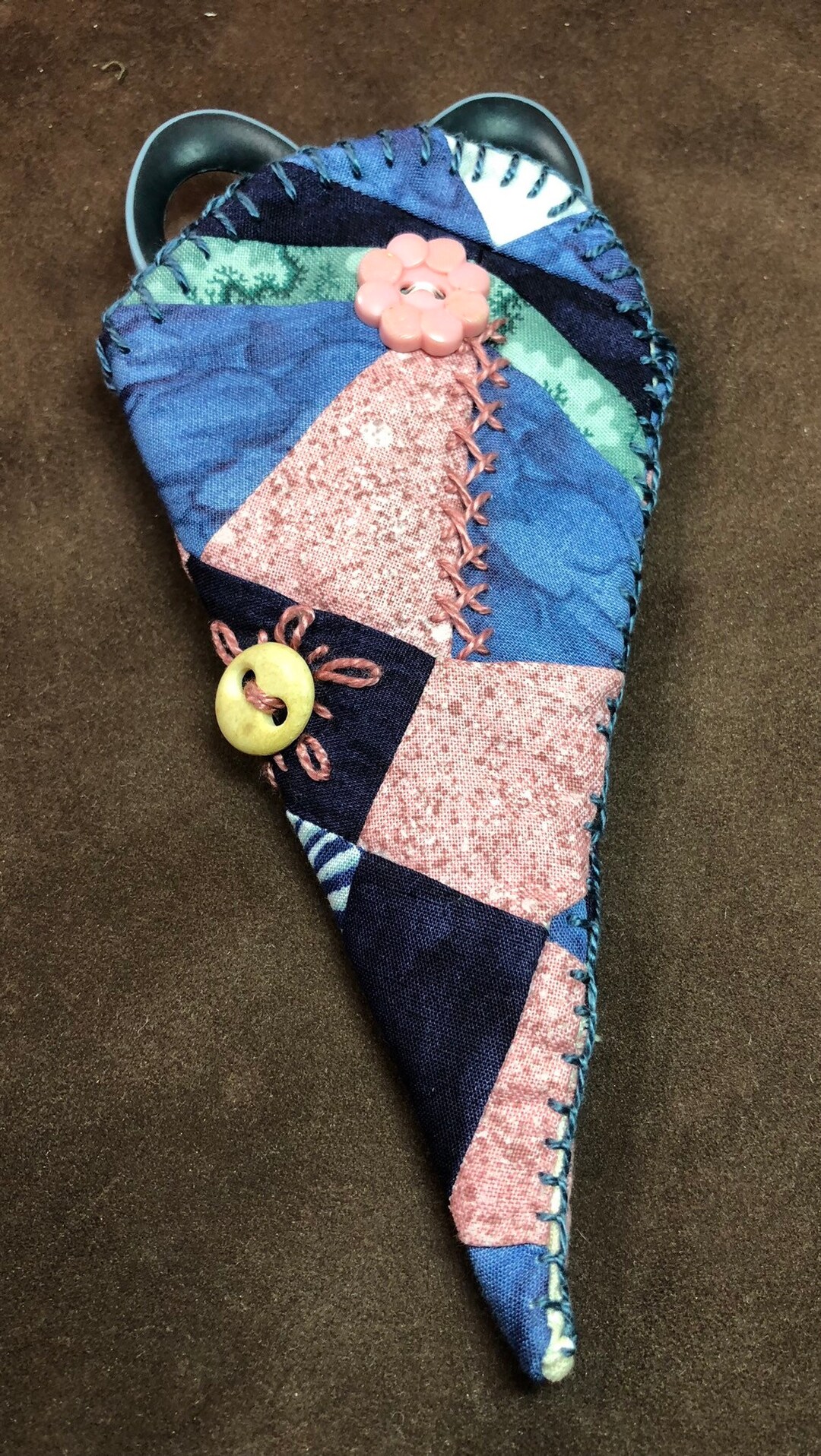 Quilted Scissor Case ...vintage Buttons... Crazy Quilted Scissor Case ...