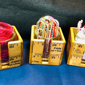 Yardstick Orts Holder....handmade Ruler Container...needlework Holder ...