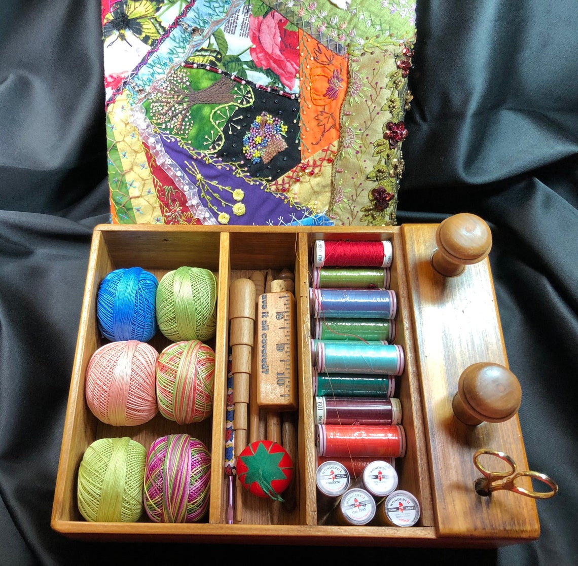 Sewing Box With Custom Tools…awl…seamripper… Needlework…cross Stitch ...