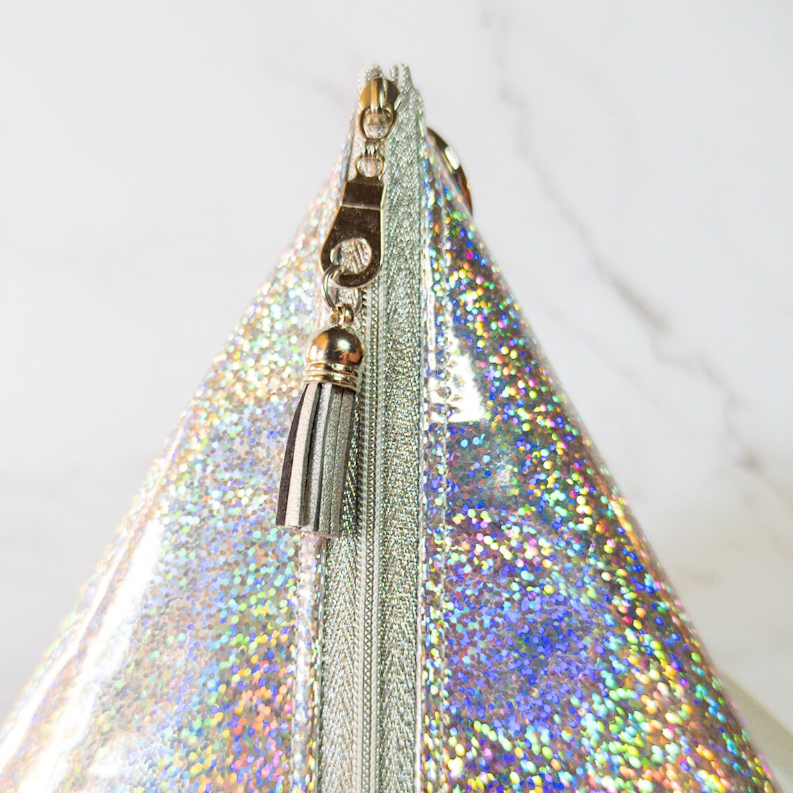 Triangle Project Bags - Holo Glitter Silver - Gift for Knitter, Project ...