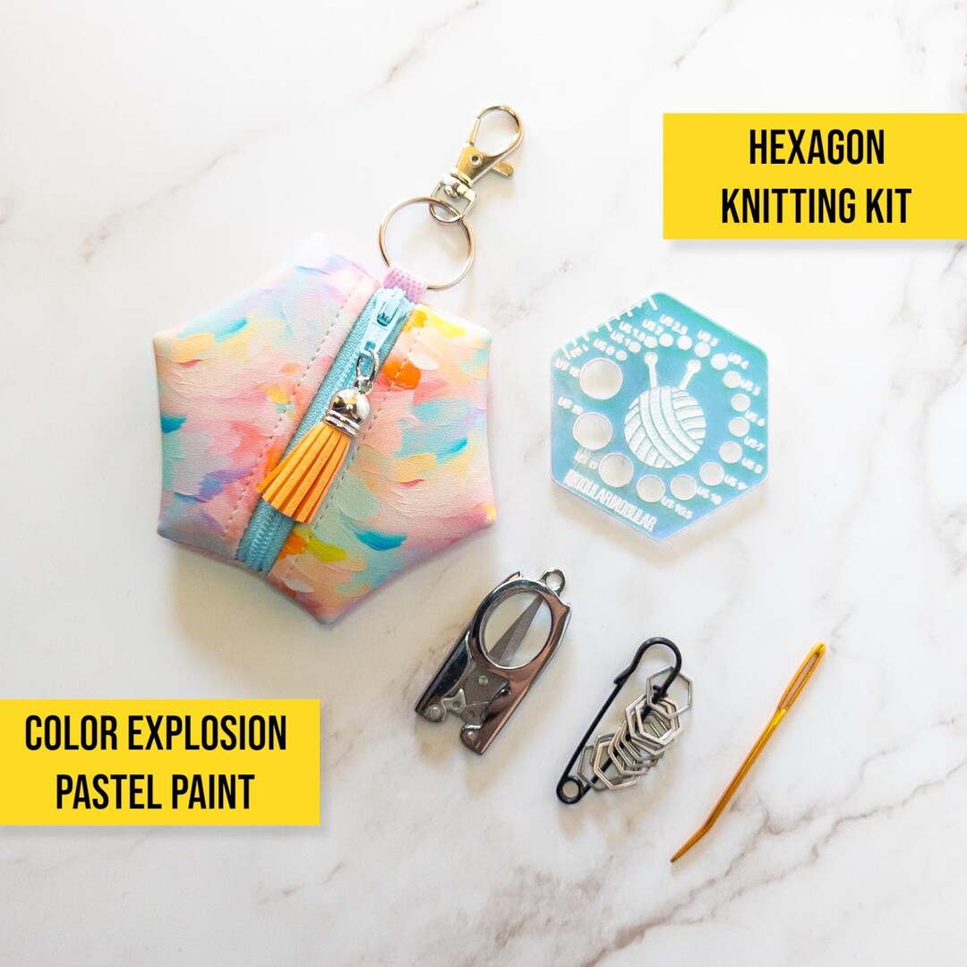 Hexagon Knitting Kits - Color Explosion - Pastel Paint - Gift for ...