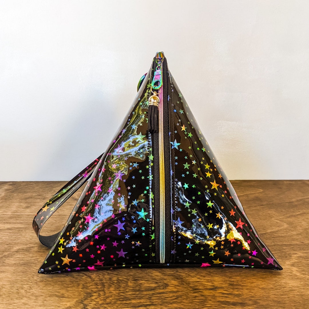 Triangle Project Bags - Holo Rainbow Stars - Gift for Knitter, Project ...