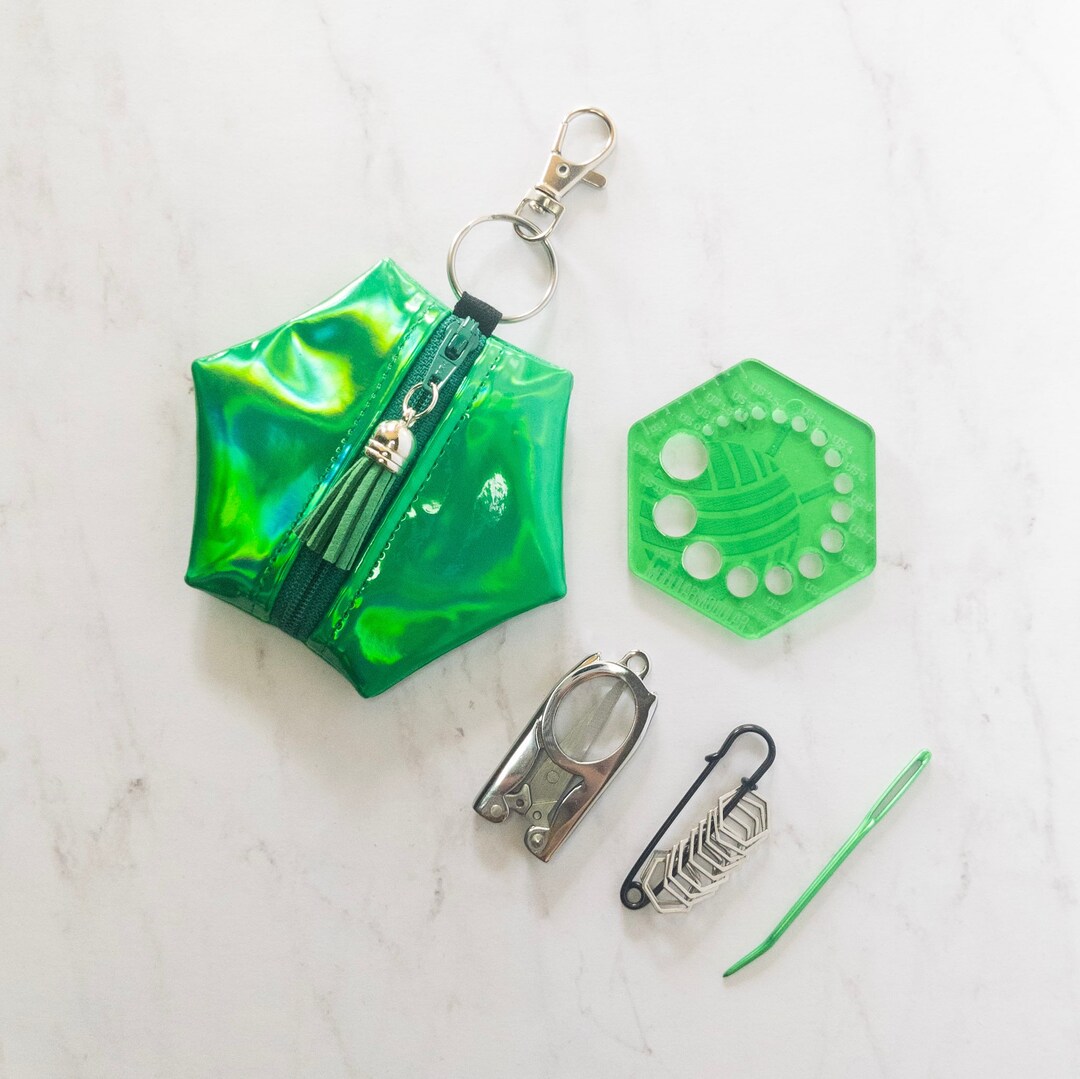 Hexagon Knitting Kits Holo Solid Kelly Green Gift for Knitter, Needle ...