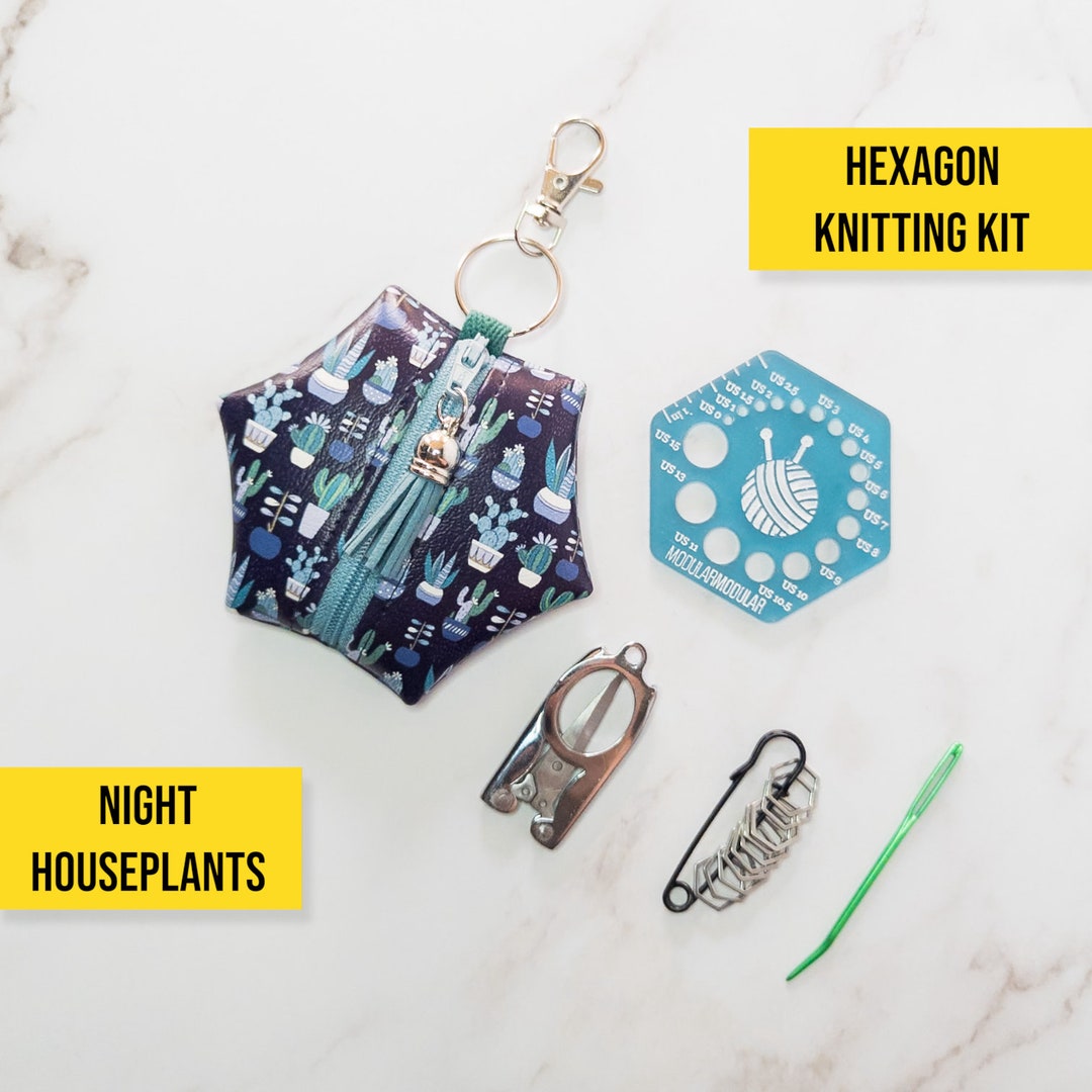 Hexagon Knitting Kits - Night Houseplants - Gift for Knitter, Needle ...