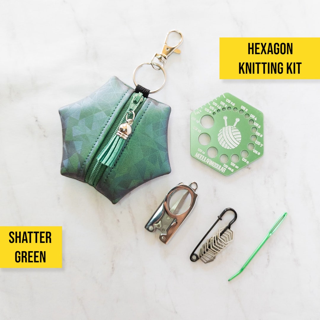 Hexagon Knitting Kits - Shatter - Green - Gift for Knitter, Needle ...