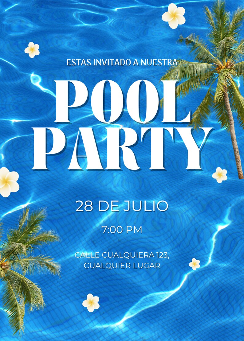 Plantilla para invitación de pool party - Etsy México