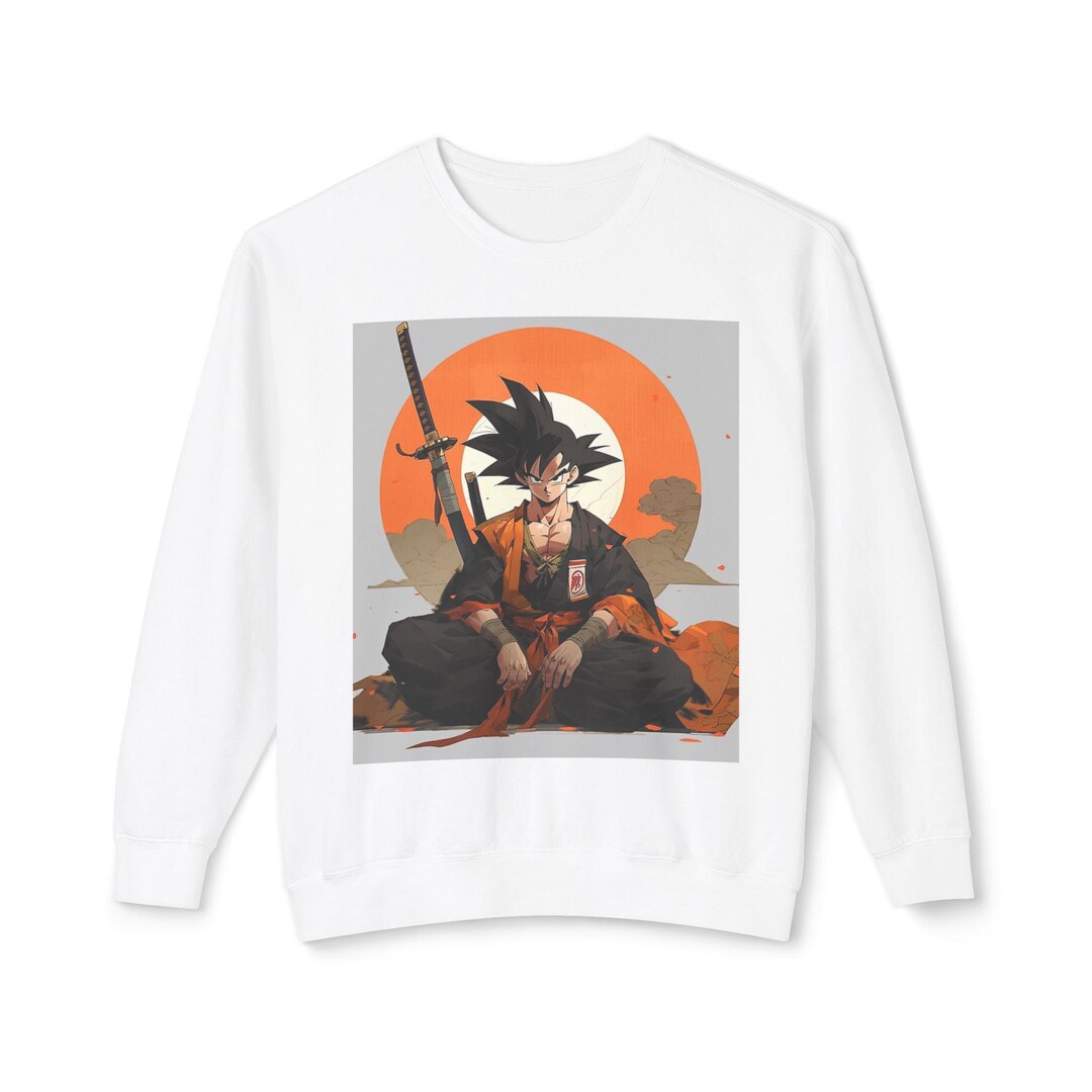 Goku Sitting Sweatshirt, Dragon Ball Z Lightweight Crewneck, Anime ...