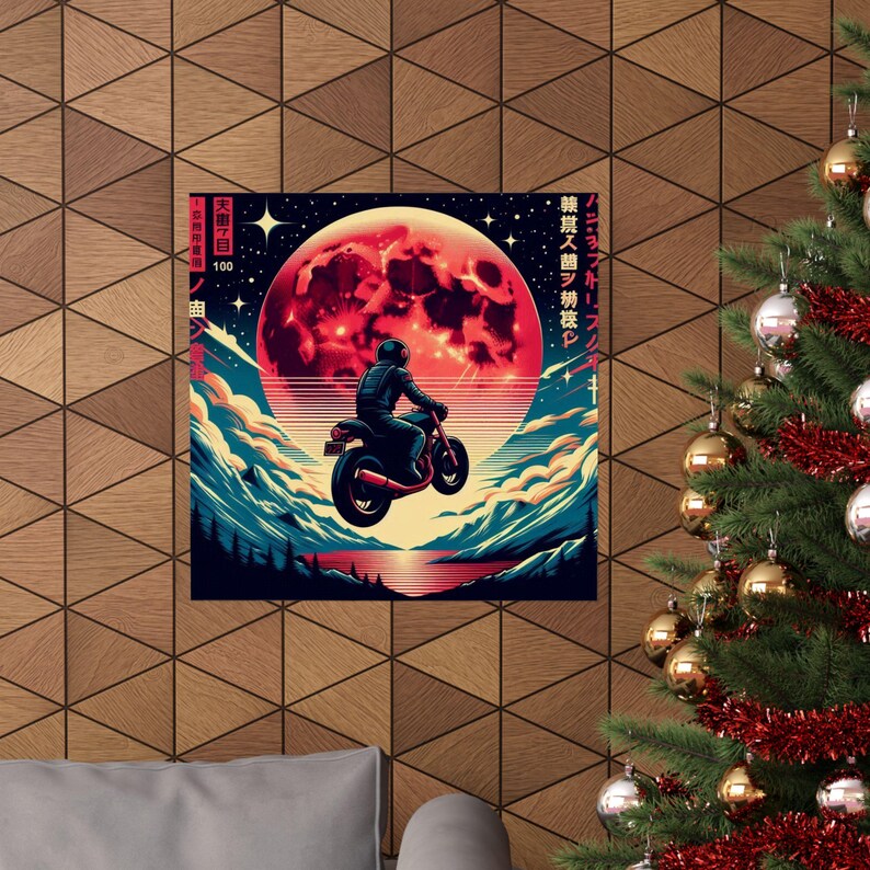 Motorbike Poster, Matte Horizontal Motorcycle Wall Art, Big Moon Decor ...
