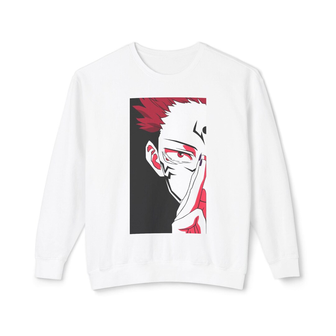 Sukuna Half Face Sweatshirt, Jujutsu Kaisen Unisex Lightweight Crewneck ...