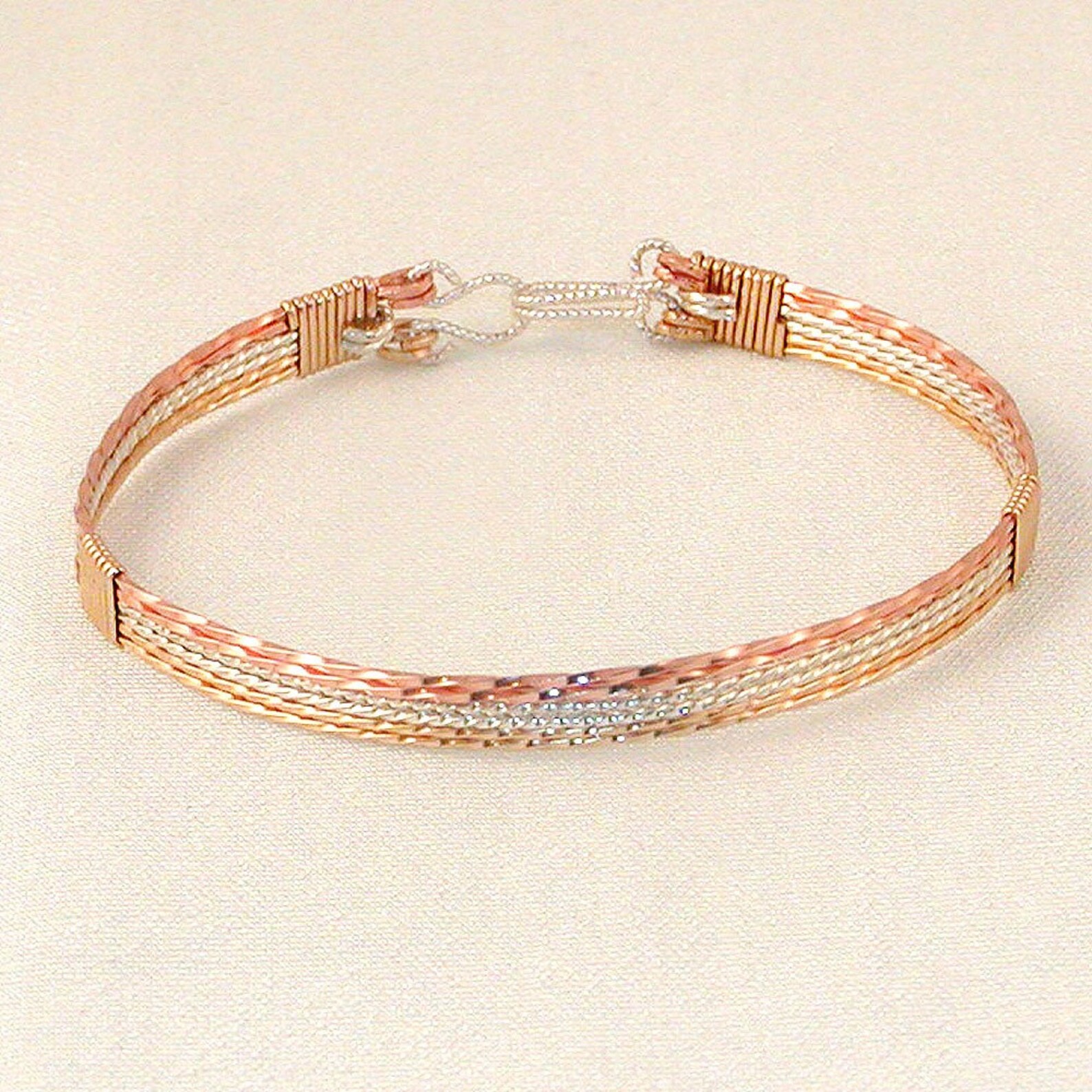 Tricolor Wire Wrapped Bracelet Bangle - Etsy