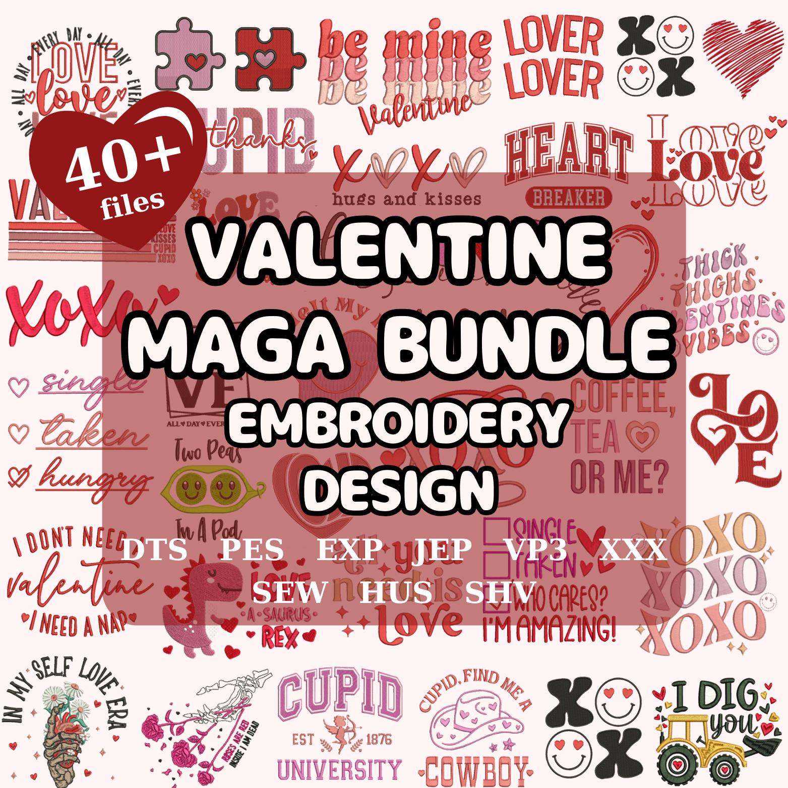 40 Valentine Bundle Embroidery Designs Files, Valentine Embroidery ...