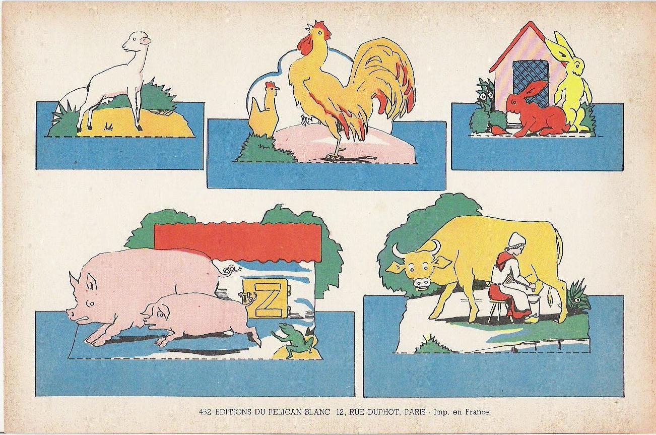 Vintage 1930s French Cut Out Farm Animals Paper Game - Etsy