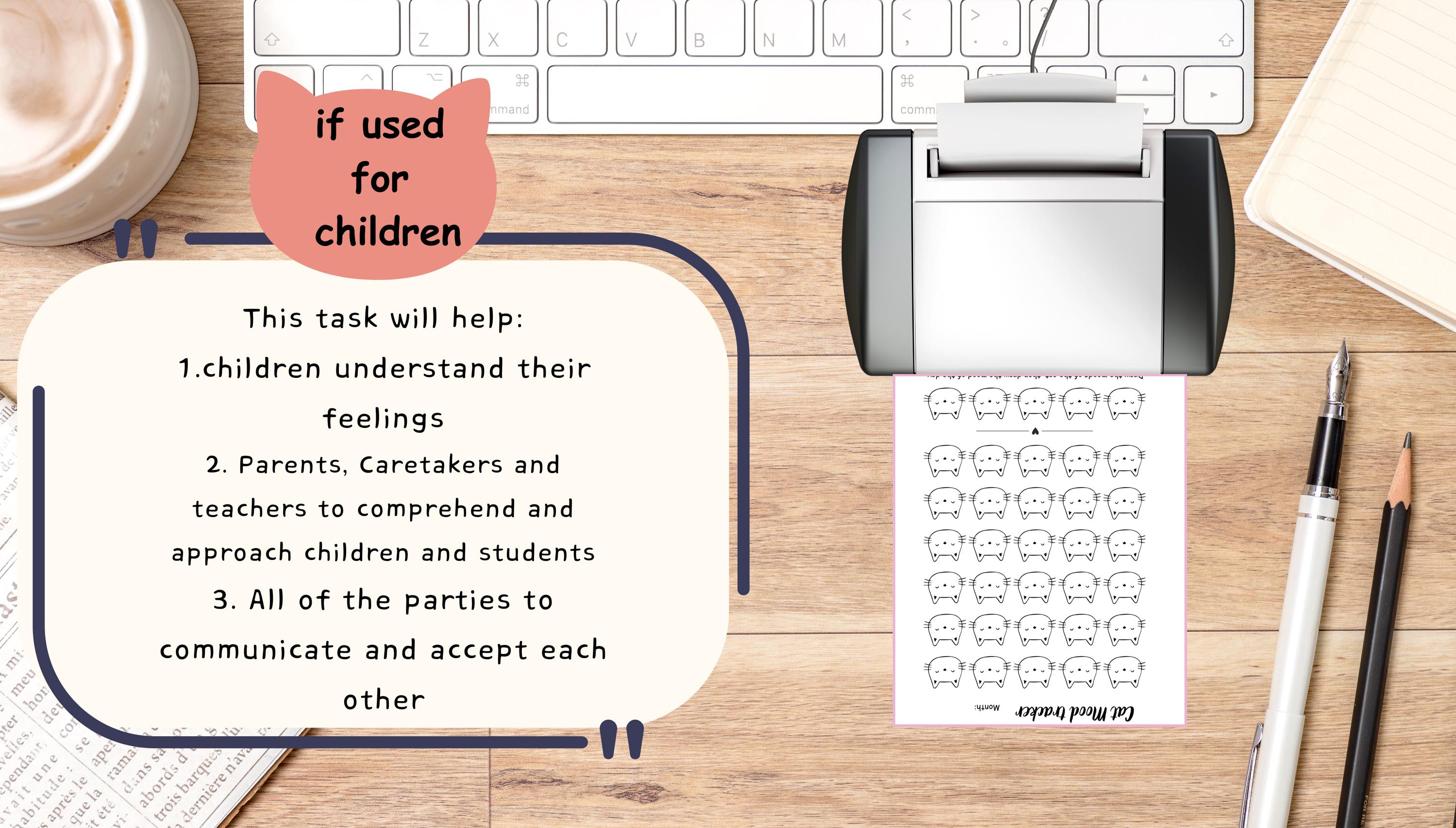 Cat Mood Tracker for All Ages Printable Sheet Monthly Cute Kitten Mood ...