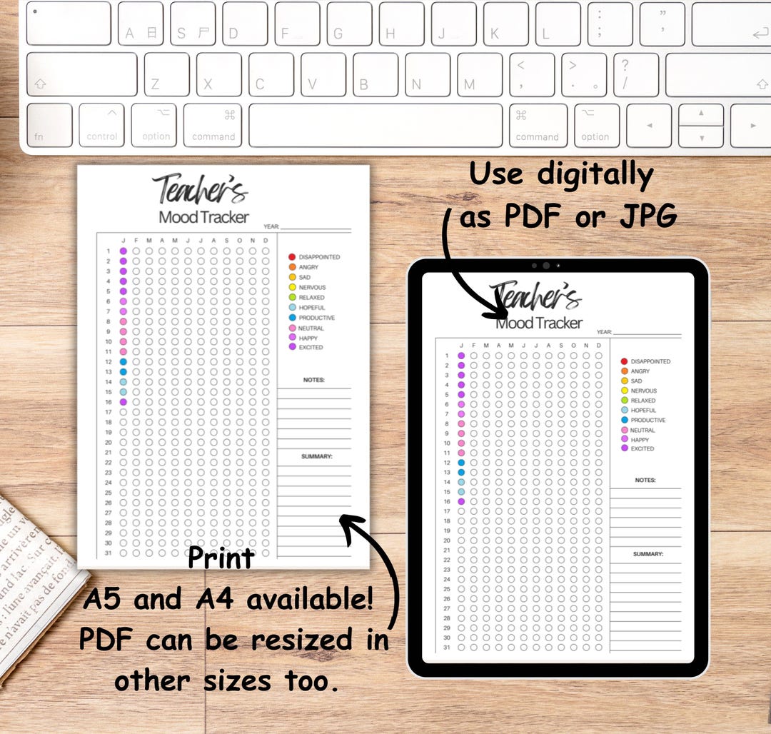 Teacher Tracker Printable Mood Tracker for Teachers Tool Pdf Track Mood ...