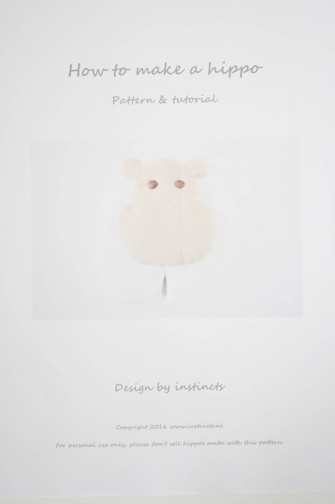 How to Make a Hippo - Pattern and Tutorial PDF - Etsy