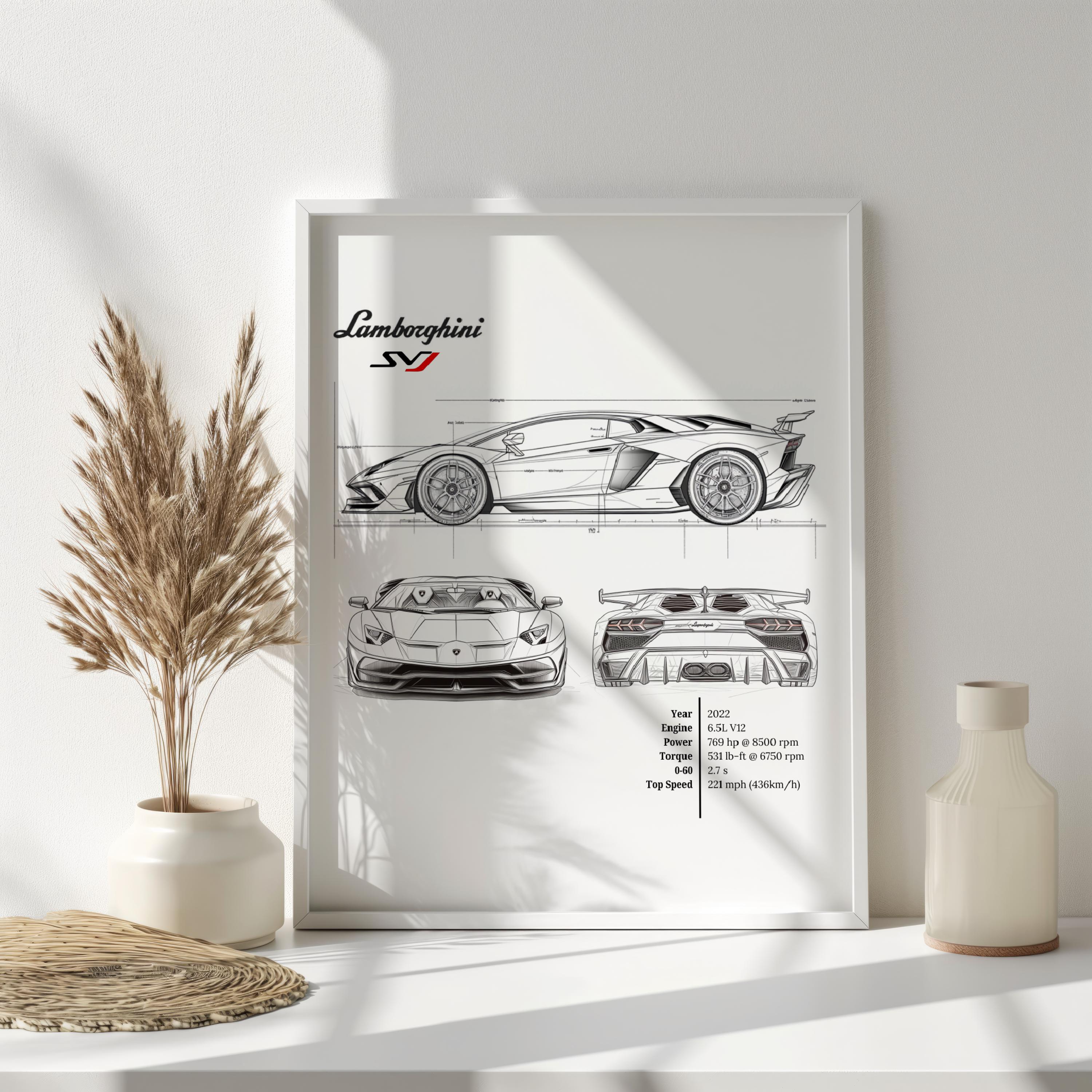 2022 Lamborghini SVJ | Super Car | Wall Art | Car Enthusiast | Sports ...
