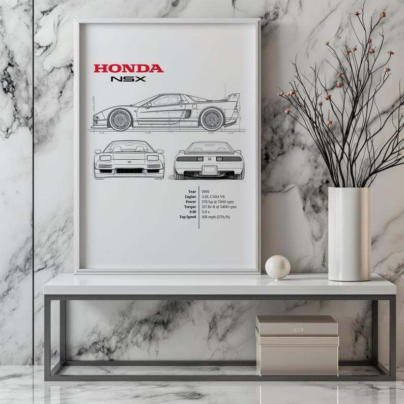 1995 Honda NSX | JDM | Car Art | Wall Art | Home Decor | Office Decor ...