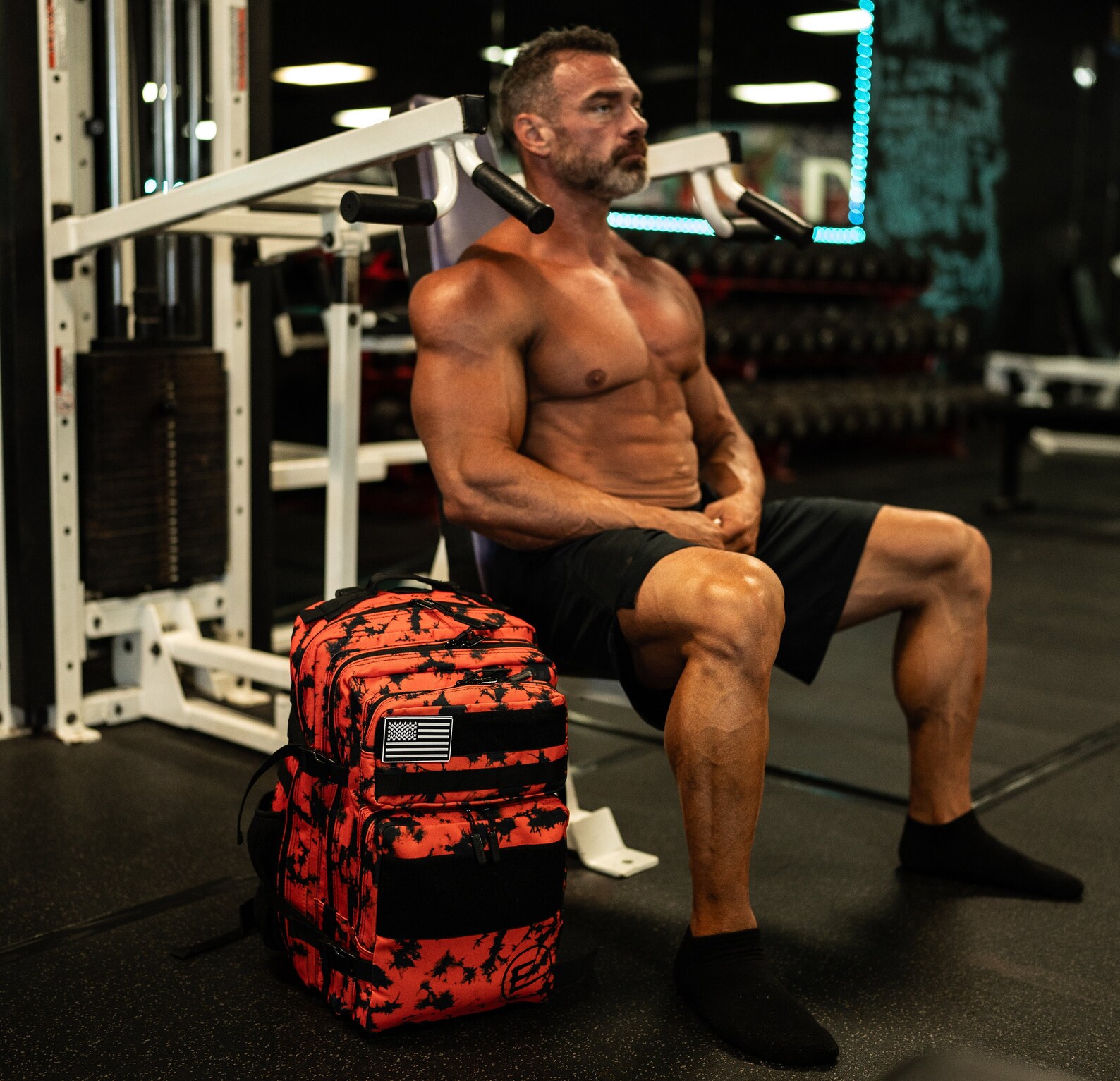 45L Red Marble Backpack W/cup Holder School Backpack Gym Sports Bag ...
