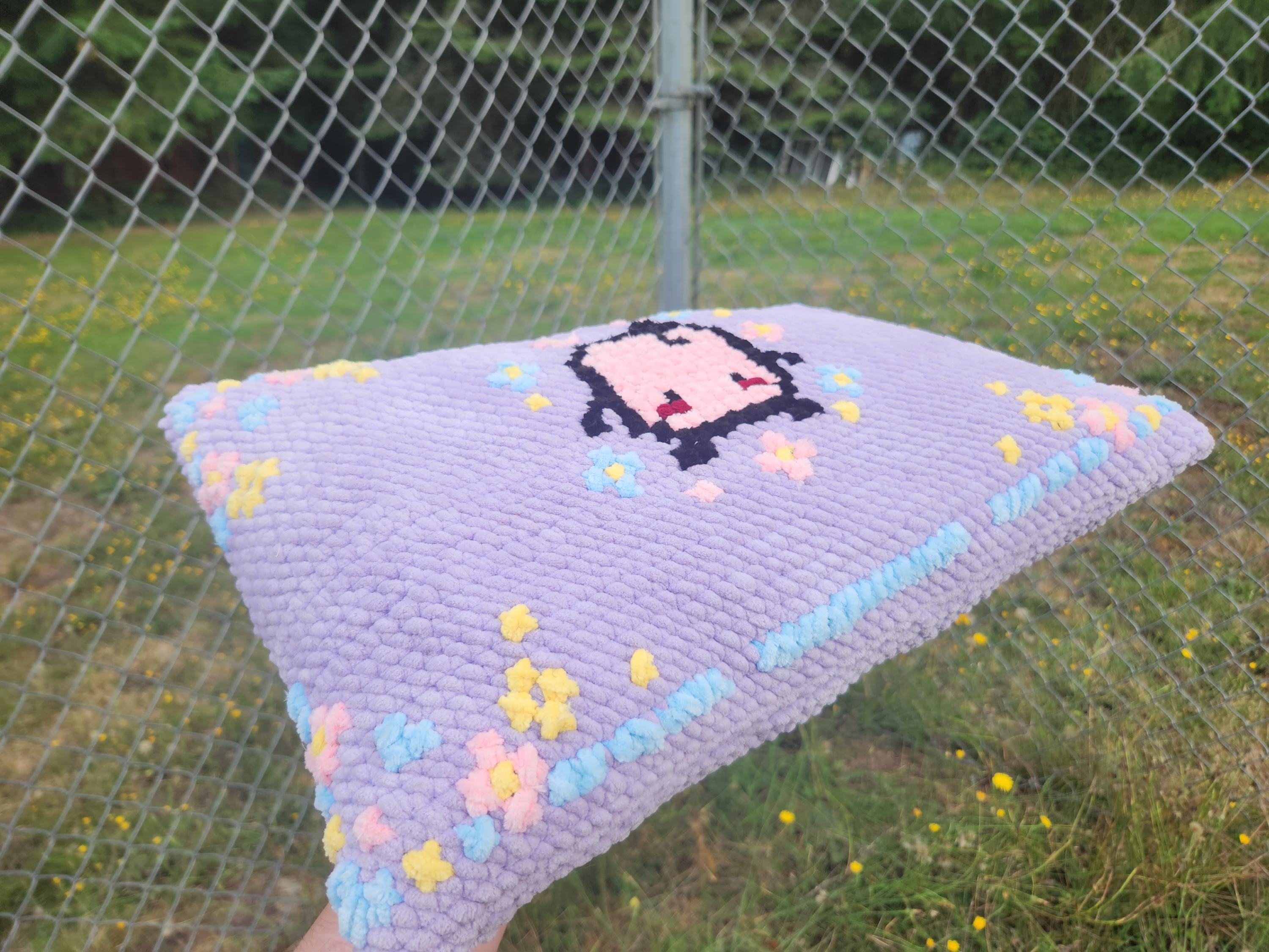 Stardew Valley Junimo Purple Throw Pillow Handmade Crochet and Cross ...