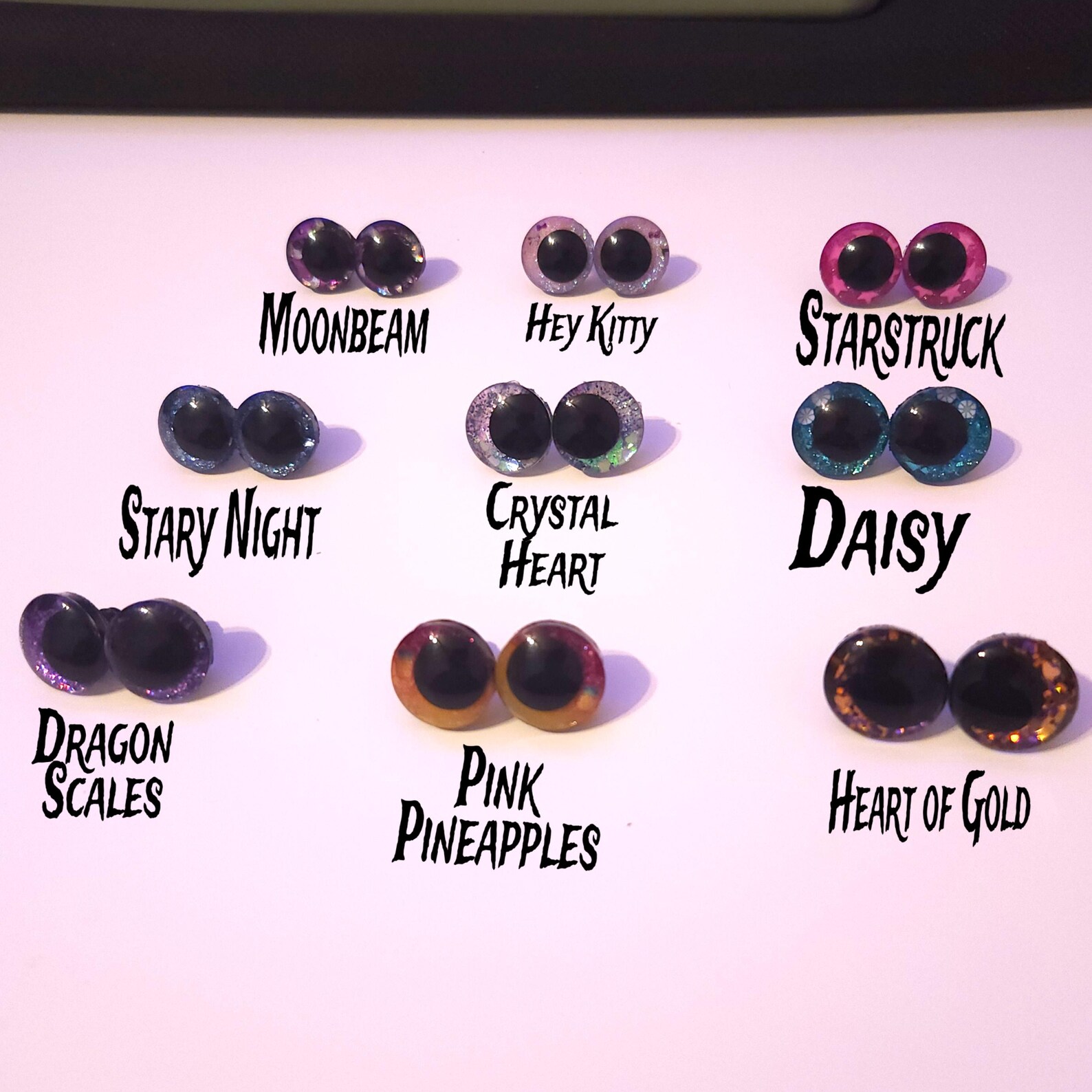 Hand Painted 25mm Safety Eyes for Dolls Black Pupil Offset Sinker Eyes ...